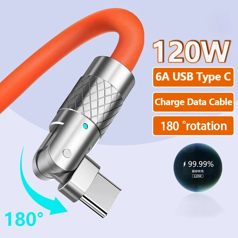 120W 6A 180 Degree Rotation Super Fast Charge Data Type C Cable For Xi ...